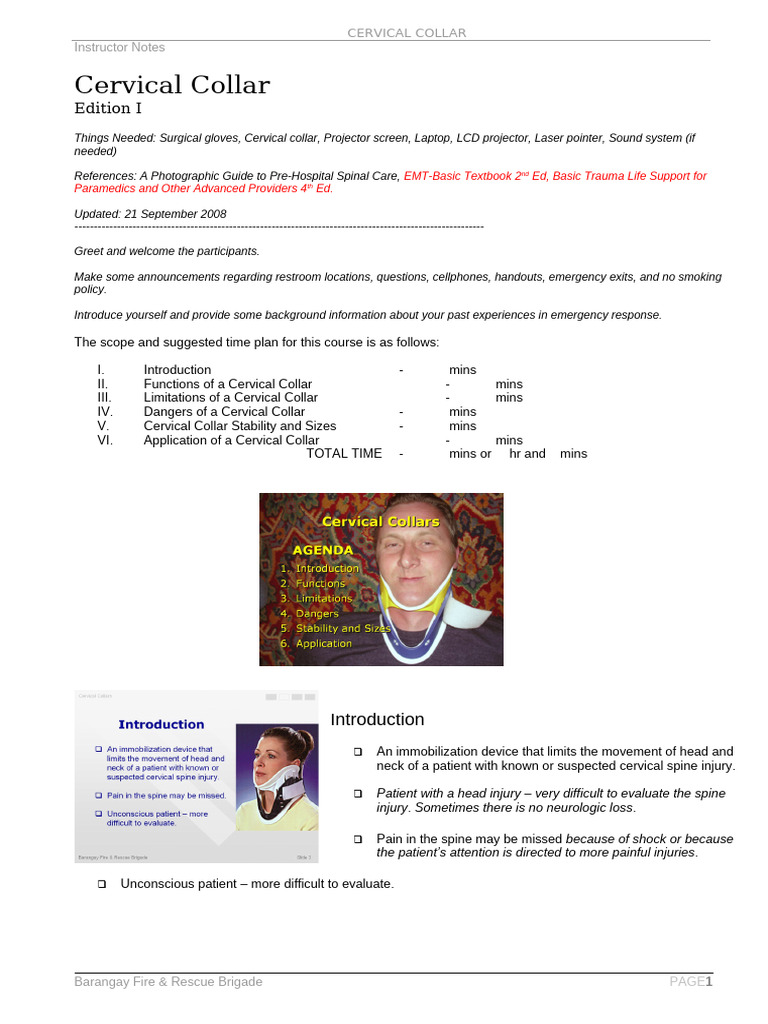 Cervical Collar Application Guide | PDF | Spinal Cord Injury
