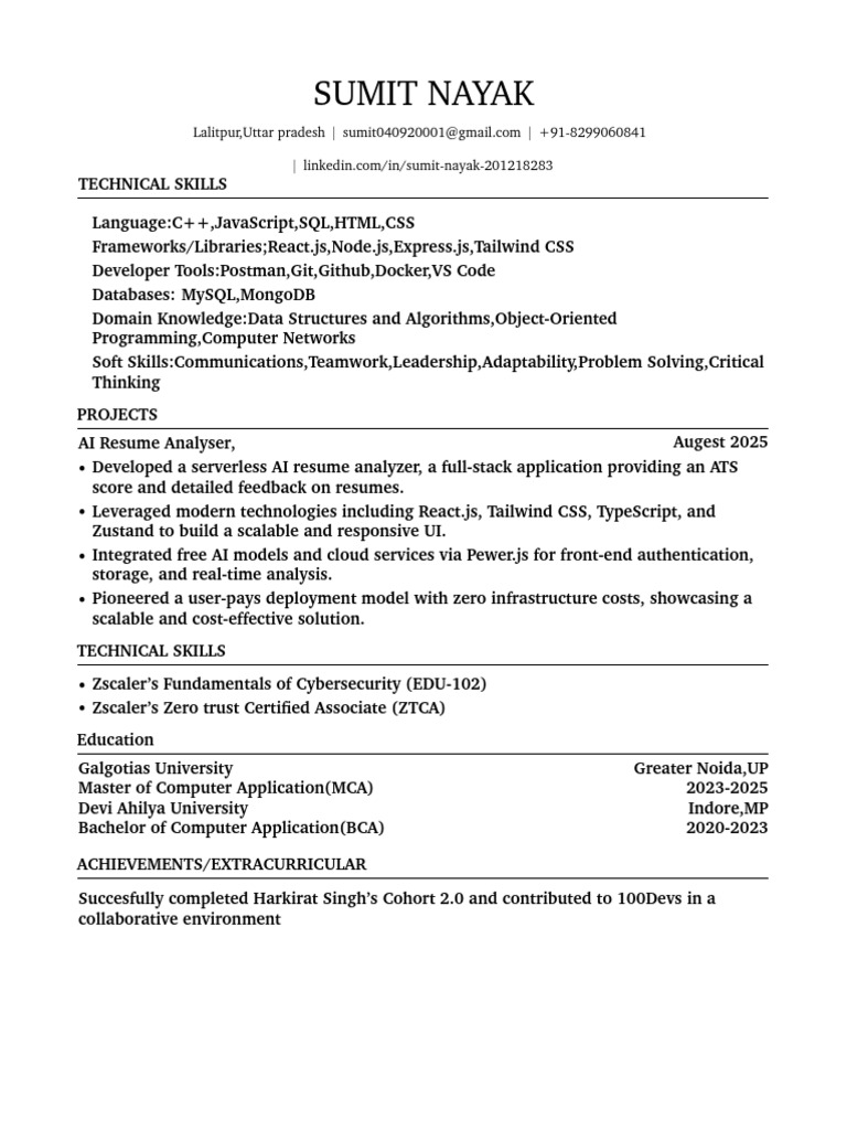 Sumit Resume | PDF