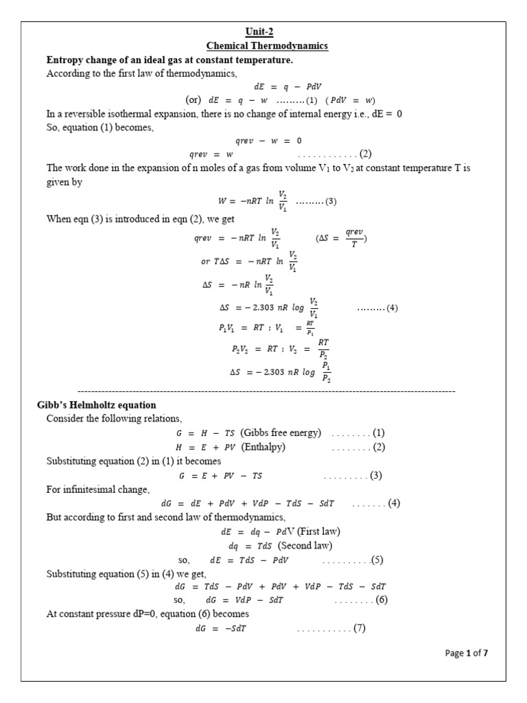 Unit-2 Chem. Thermodynamics | PDF | Gibbs Free Energy | Physical Phenomena