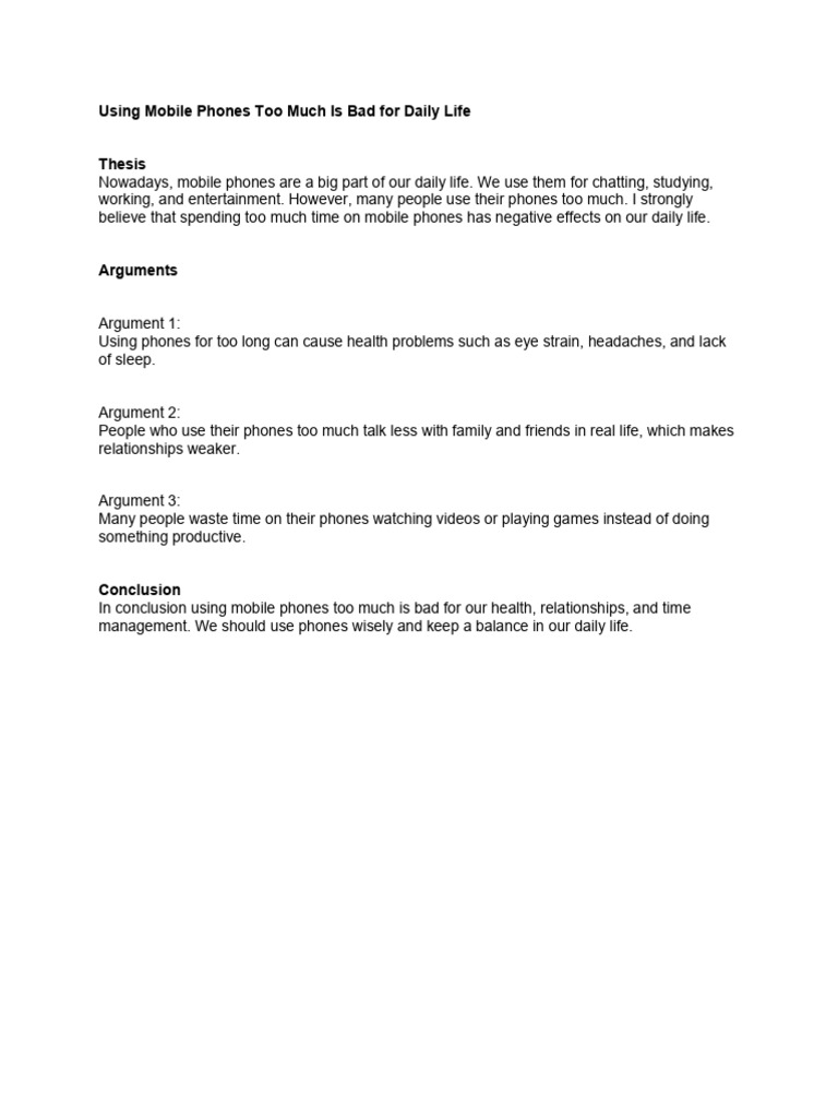 Kel 3 Using Mobile Phones Too Much Is Bad For Daily Life | PDF