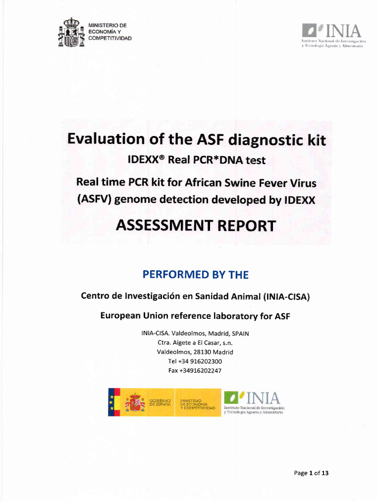 Evaluation of IDEXX ASFV PCR Kit | PDF | Coefficient Of Variation ...