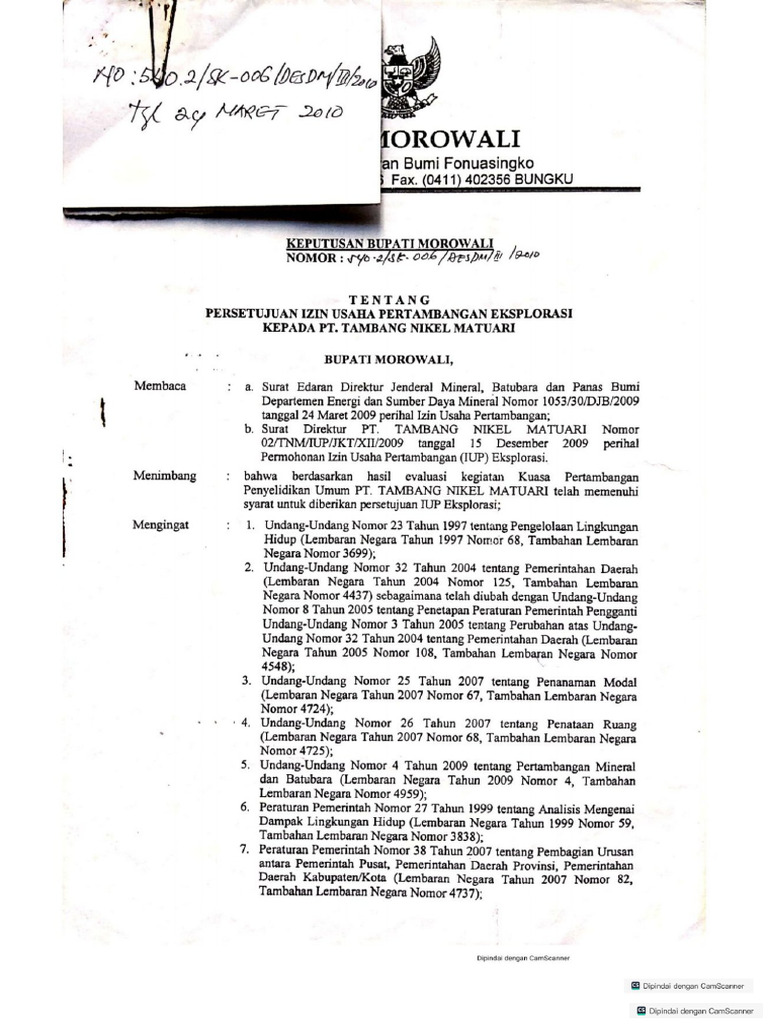 Iup PT Tambang Nikel Matuari | PDF