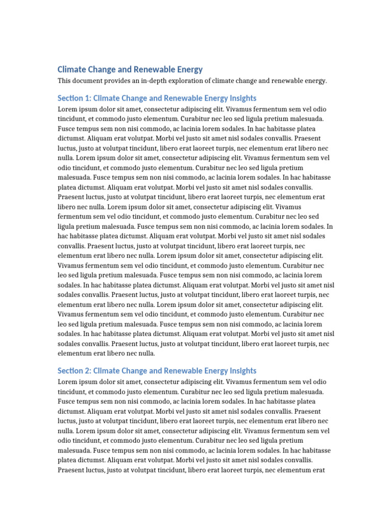 Climate Change and Renewable Energy Long | PDF