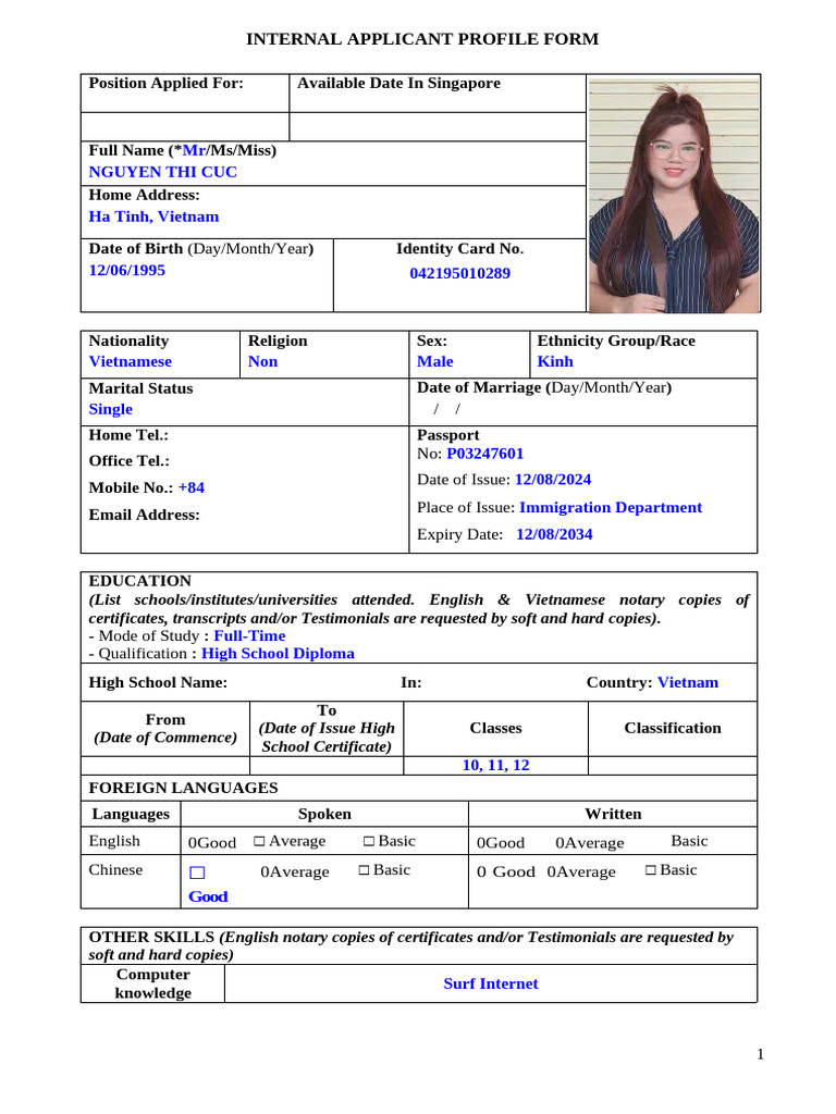 CV Nguyen Van My - Docx Le Xuan Long | PDF | Vietnamese People