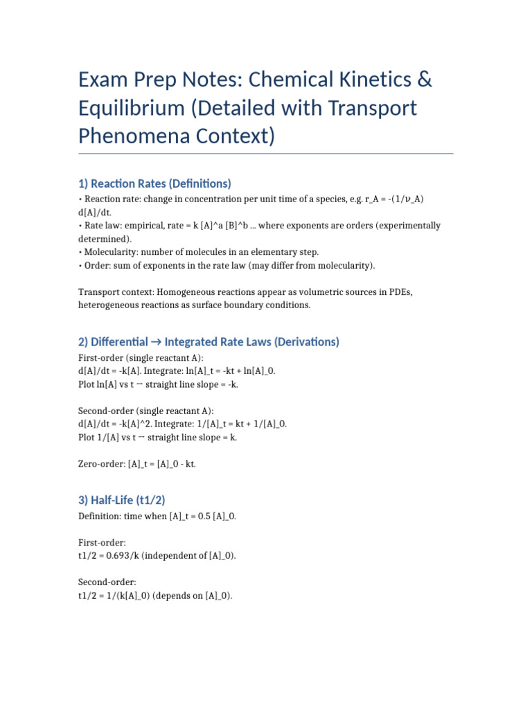 Chemical Kinetics Equilibrium Detailed | PDF | Reaction Rate | Chemical ...