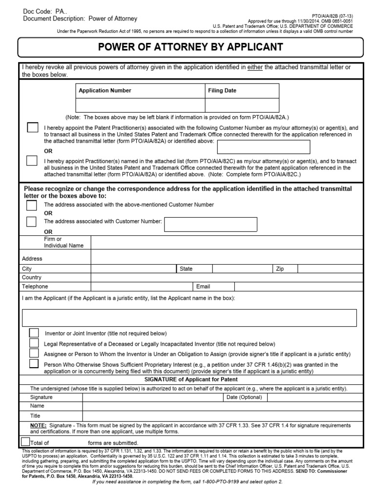 Trademark Power of Attorney Applicant Forms | PDF | United States ...