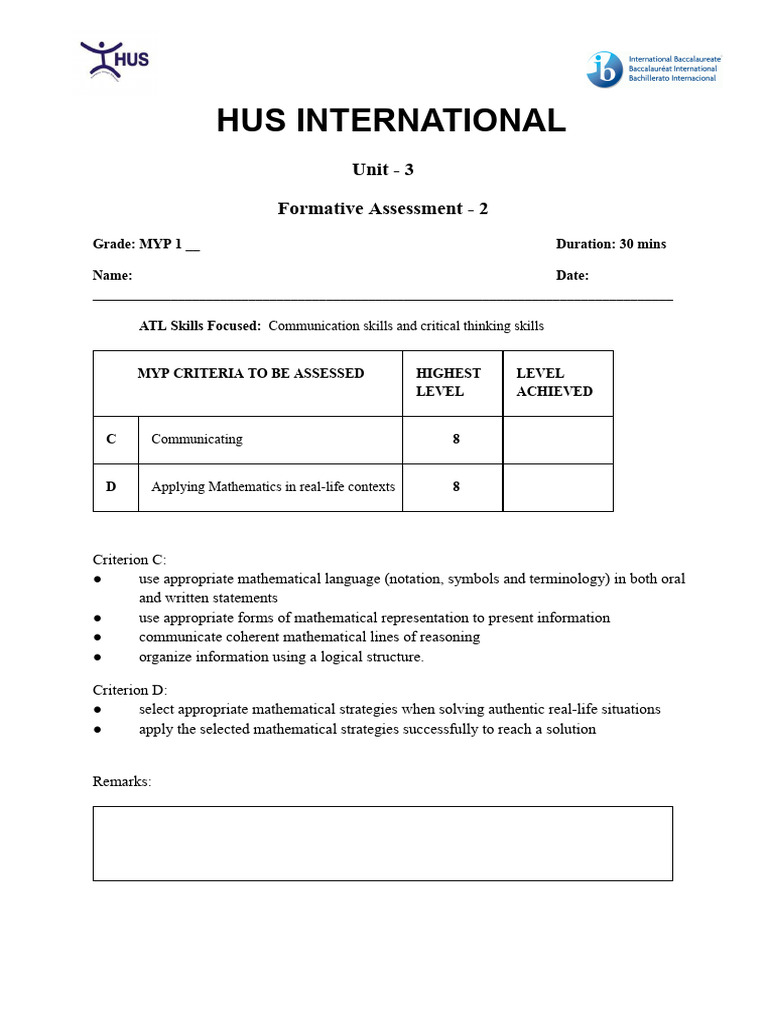 Unit 3 Math Myp1 Fa - 2 | PDF | Mathematics