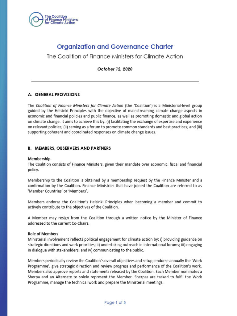 Coalition of Finance Ministers Charter | PDF | Governance | Coalition