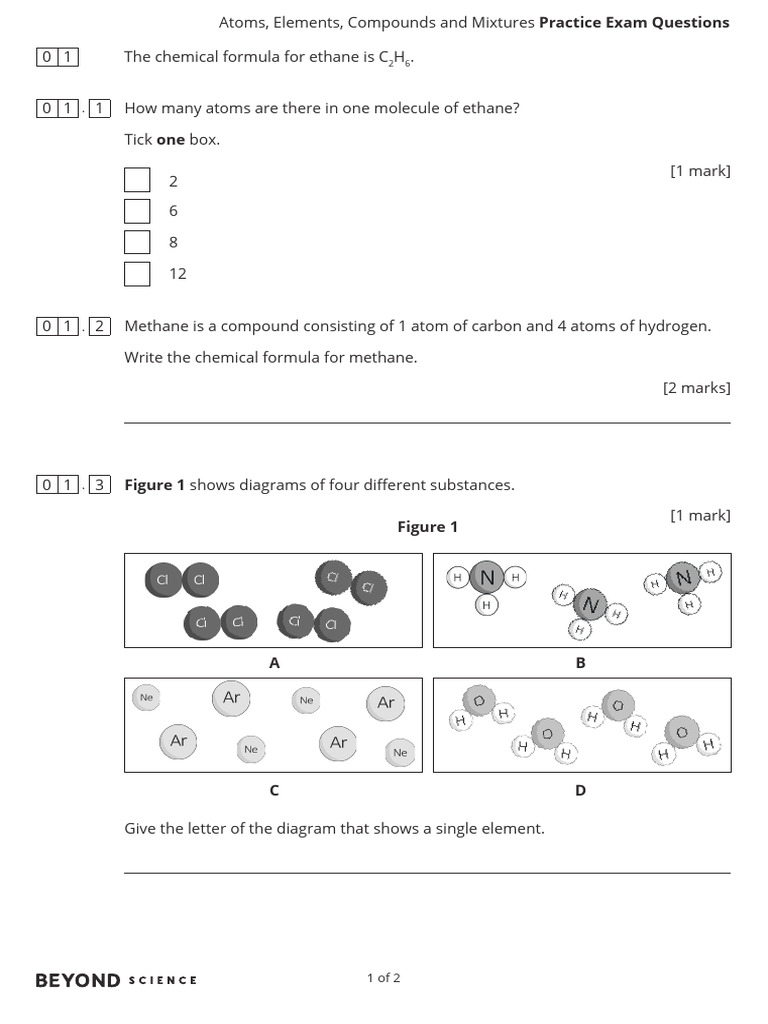 Atoms, Elements, and Compounds Quiz | PDF | Chemical Substances ...