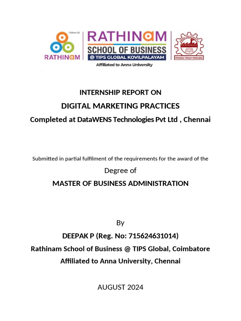 Digital Marketing Internship Report | PDF | Digital Marketing | Analytics