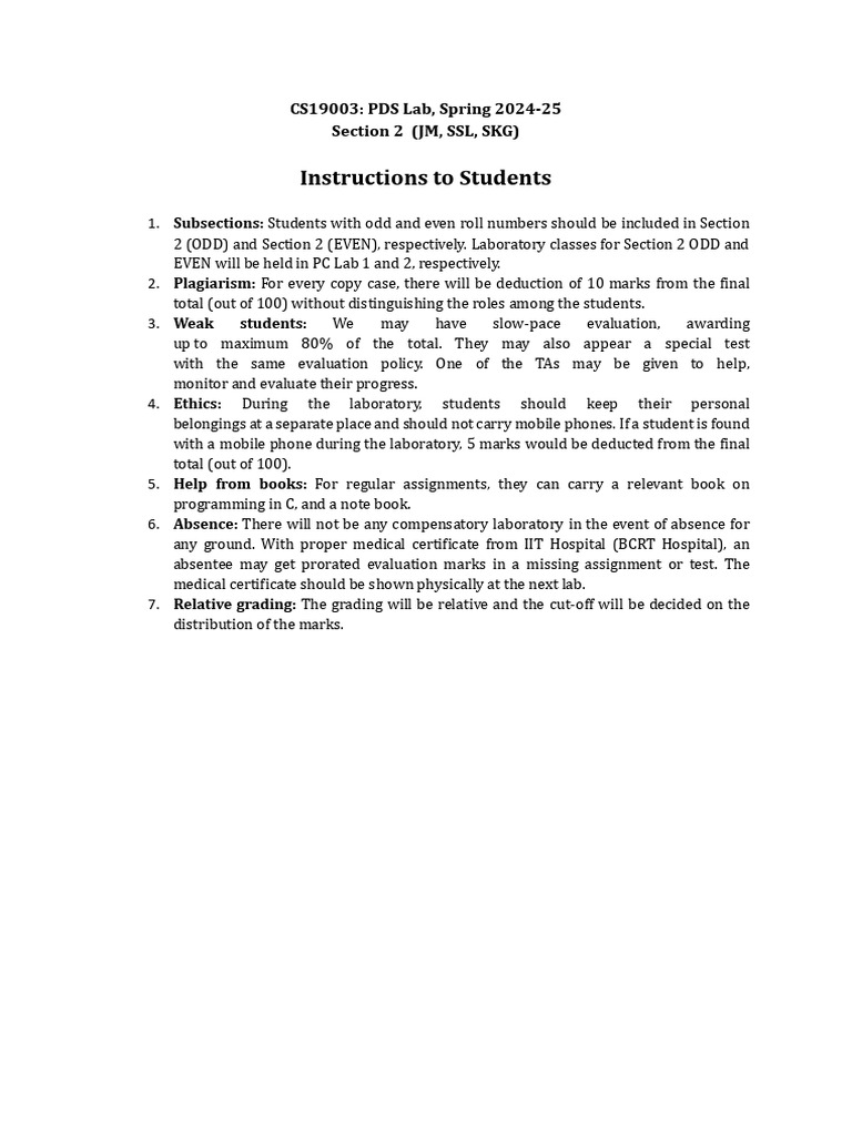 Pds Lab Student Instructions 2025S | PDF