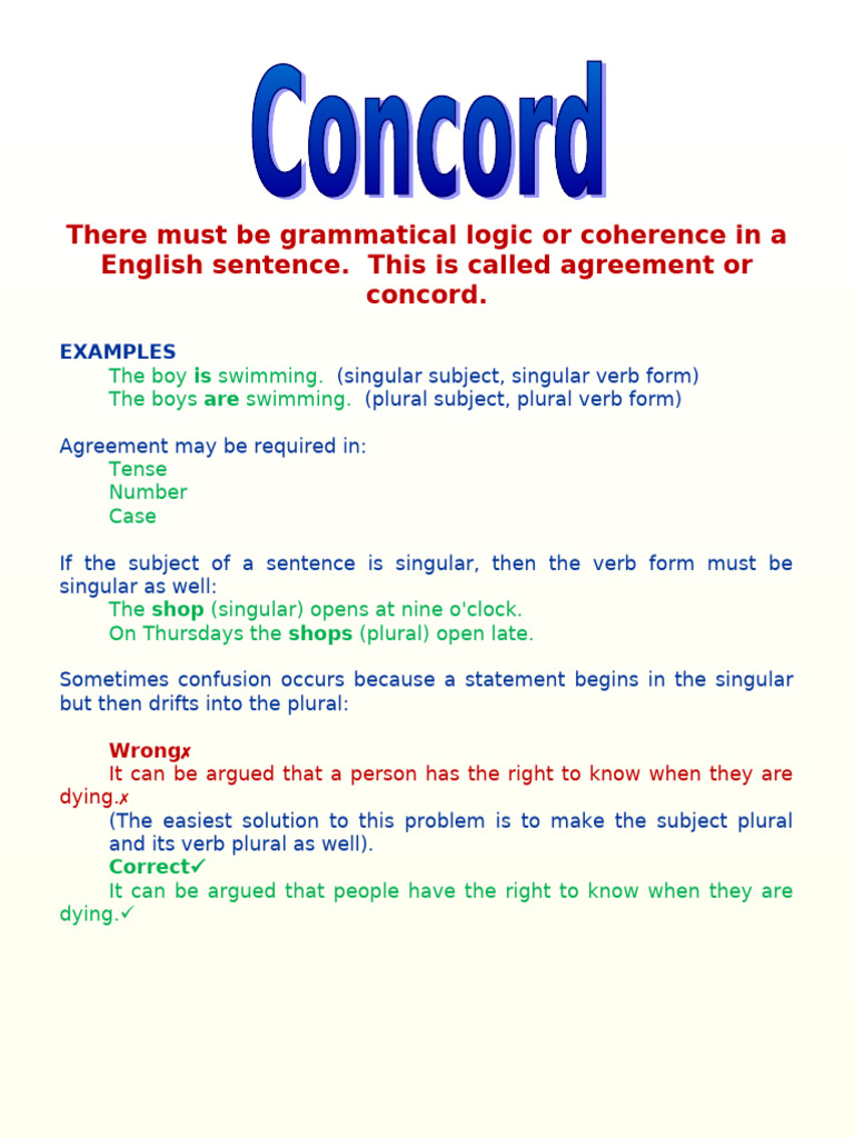 24 Rules of Concord with Examples | PDF