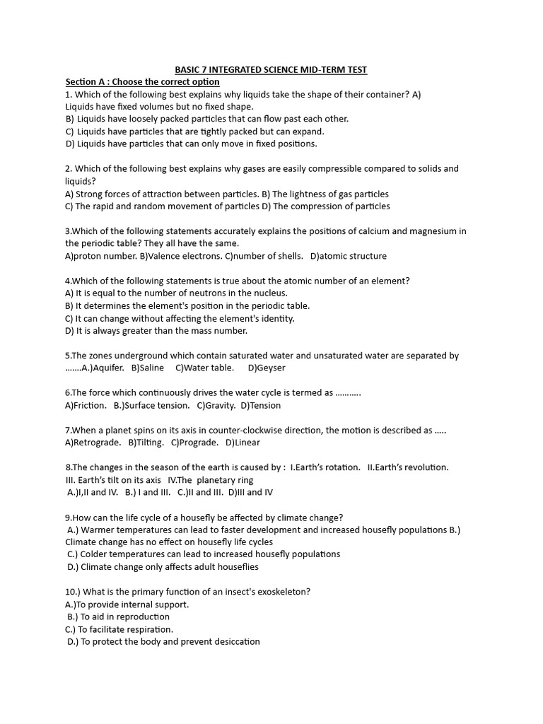 Practice Examination Questions For BECE Candidates | PDF | Liquids ...