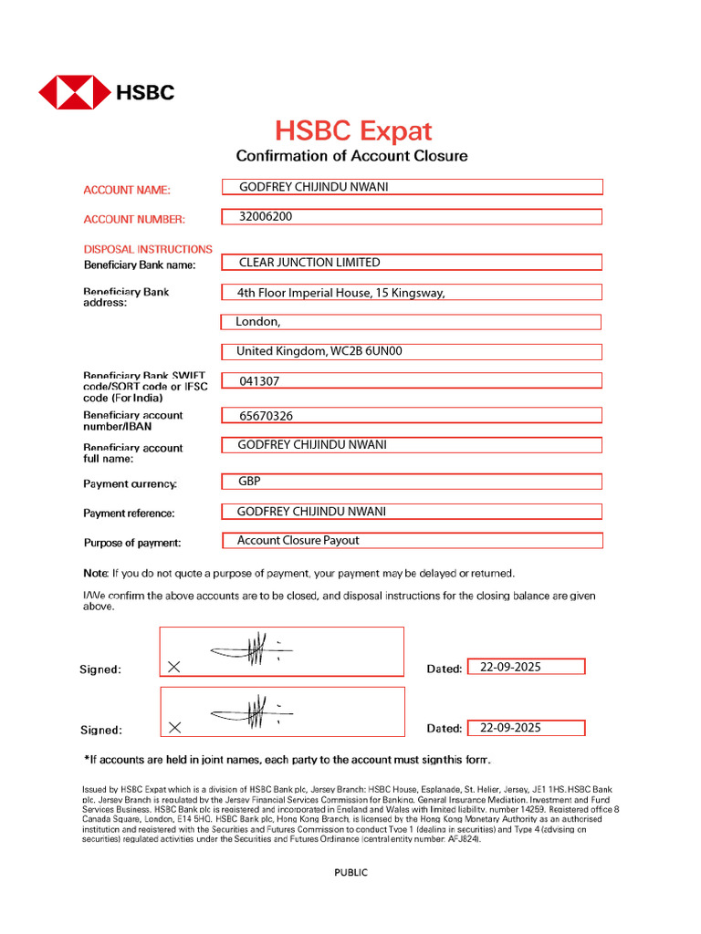 HSBC Expat - Account Closure Form Signed Godfrey Chijindu Nwani 2nd ...