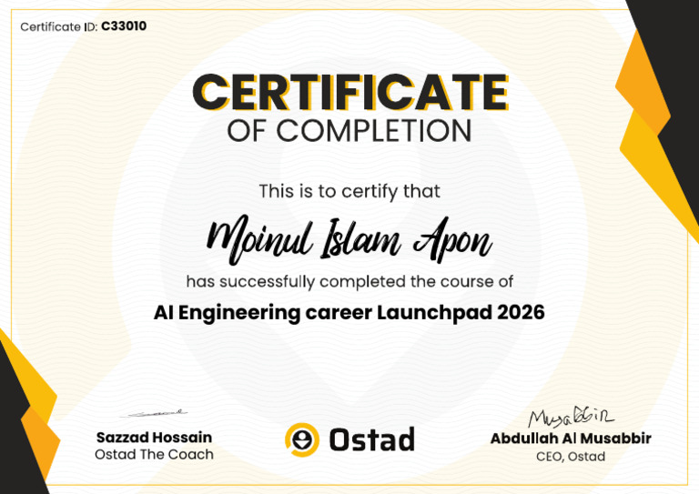 Moinul Islam Apon-AI Engineering Workshop 1-C33010 | PDF