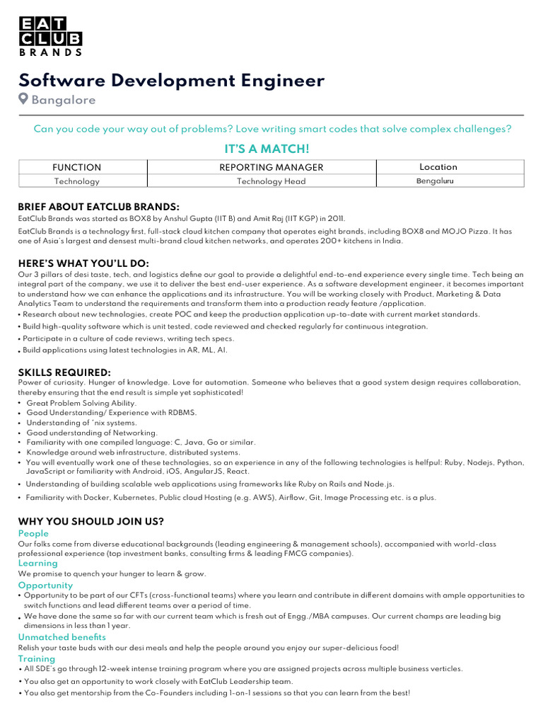 EC Software Developer JD | PDF | Computing | Software Engineering