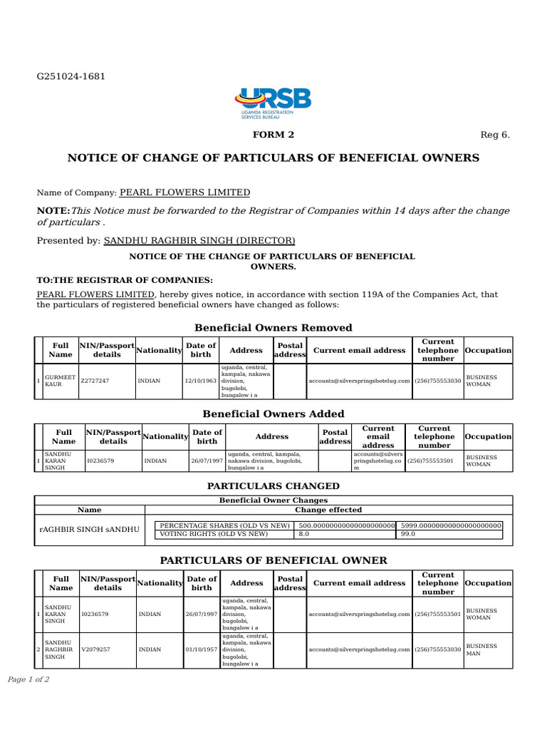 Beneficial Ownership Form | PDF | Property | Natural Resources Law