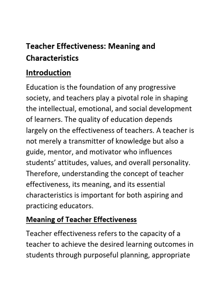 Understanding Teacher Effectiveness | PDF | Teachers | Learning