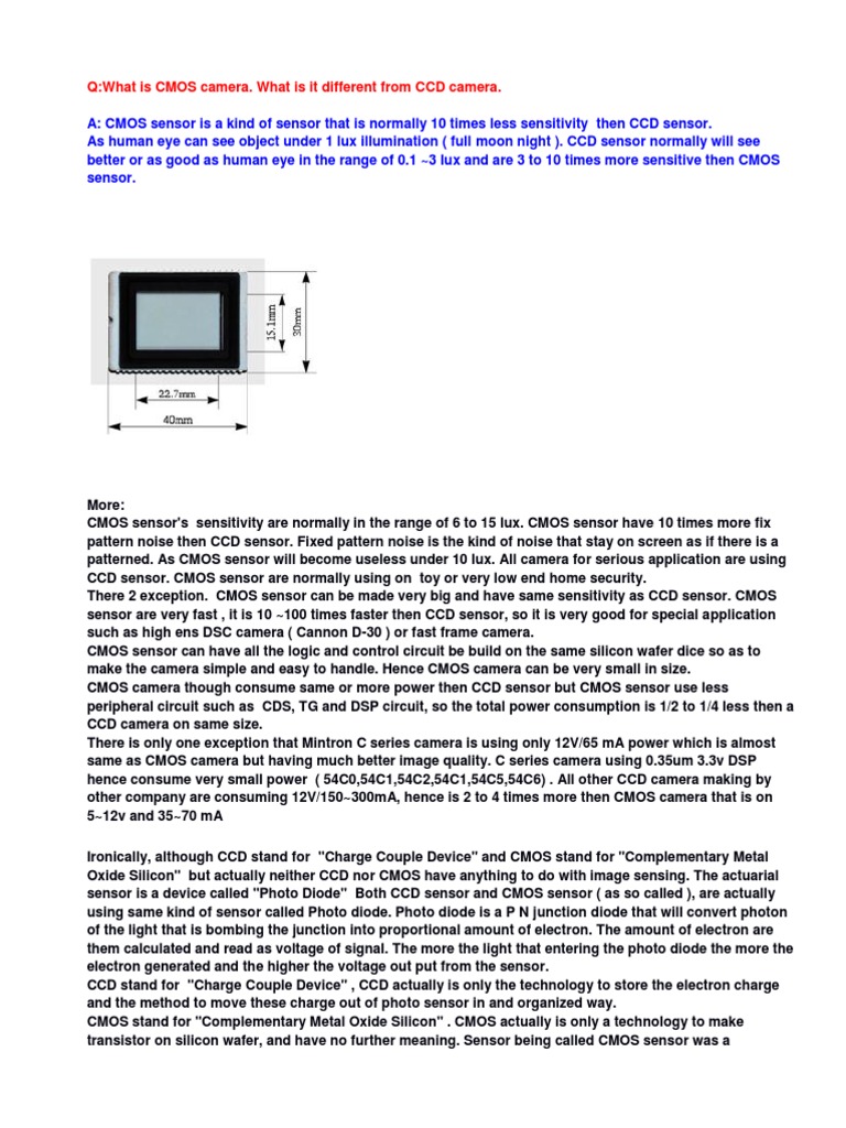 Understanding the Differences Between CMOS and CCD Image Sensors | PDF ...
