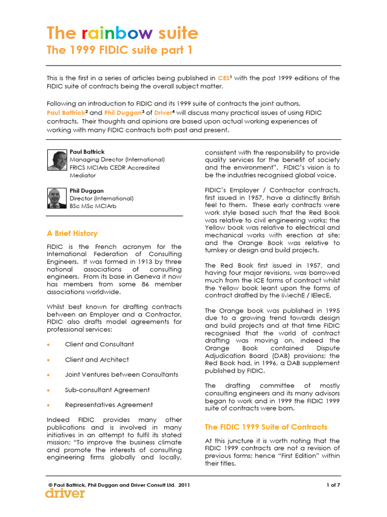 Overview of the FIDIC Rainbow Suite | PDF | Employment | Risk