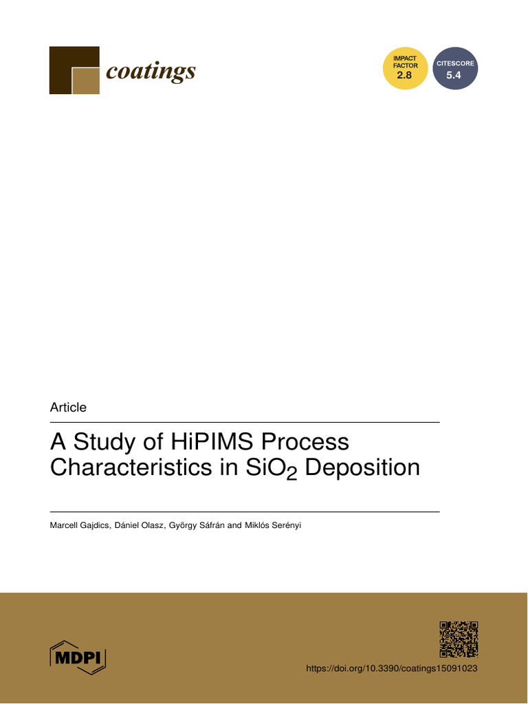A Study of HiPIMS Process | PDF | Sputtering | Electrical Impedance