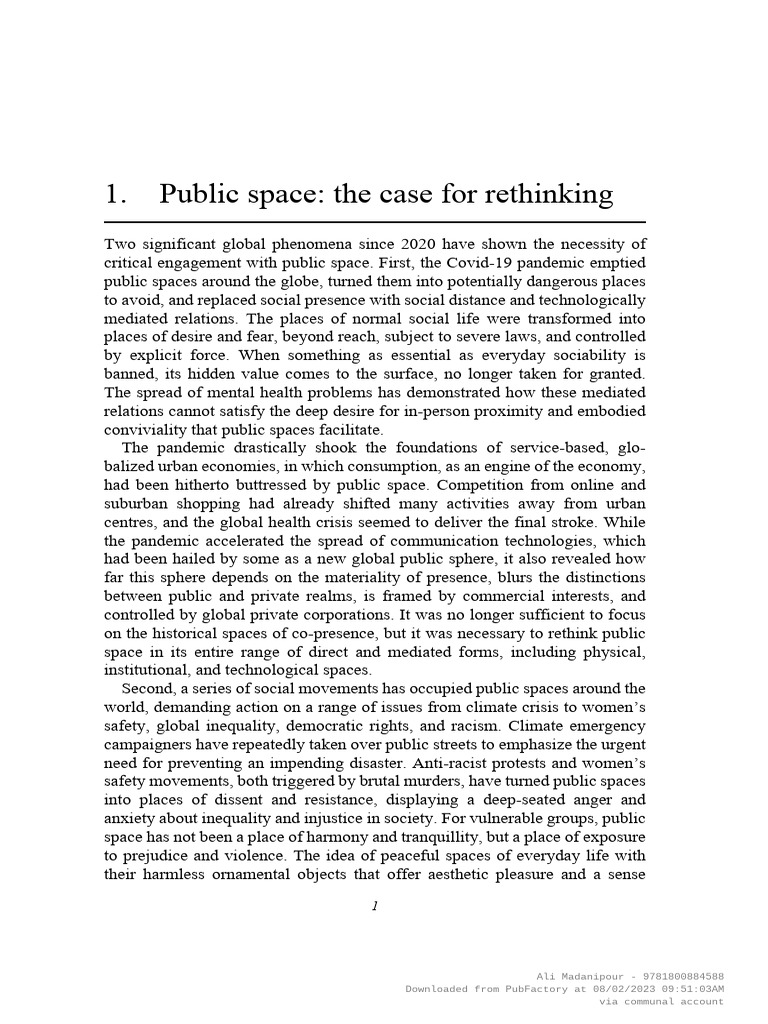 Rethinking Public Space Post-Pandemic | PDF | Space | Social Exclusion