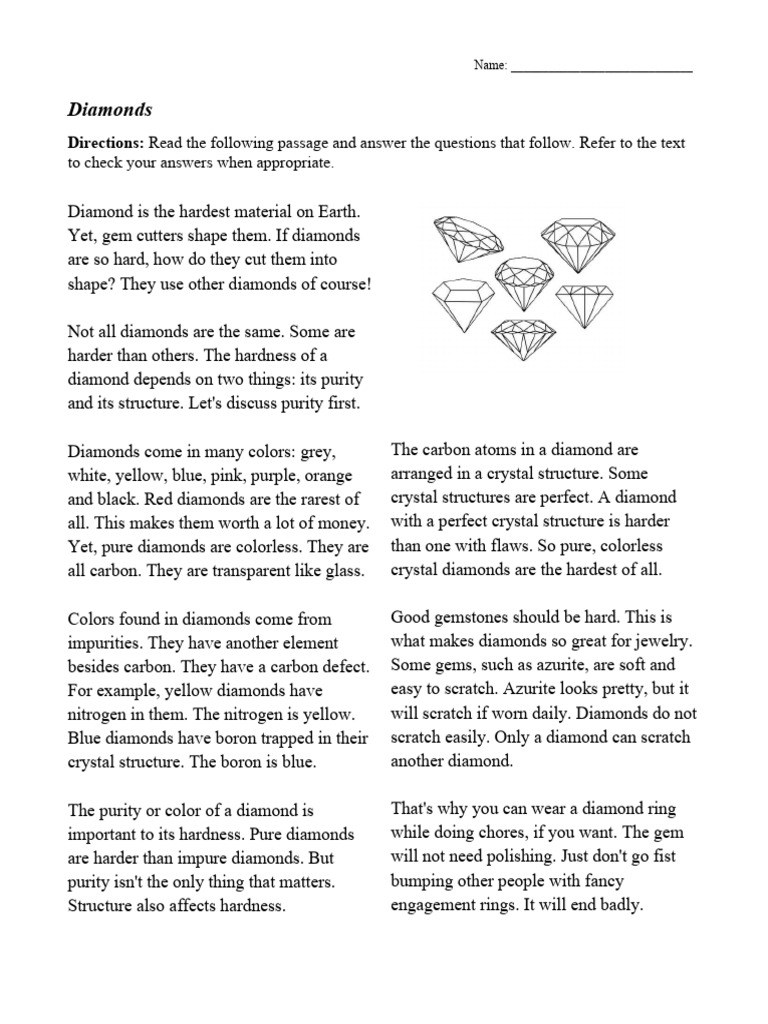 Diamonds: Hardness and Jewelry Suitability | PDF | Diamond | Gemstone