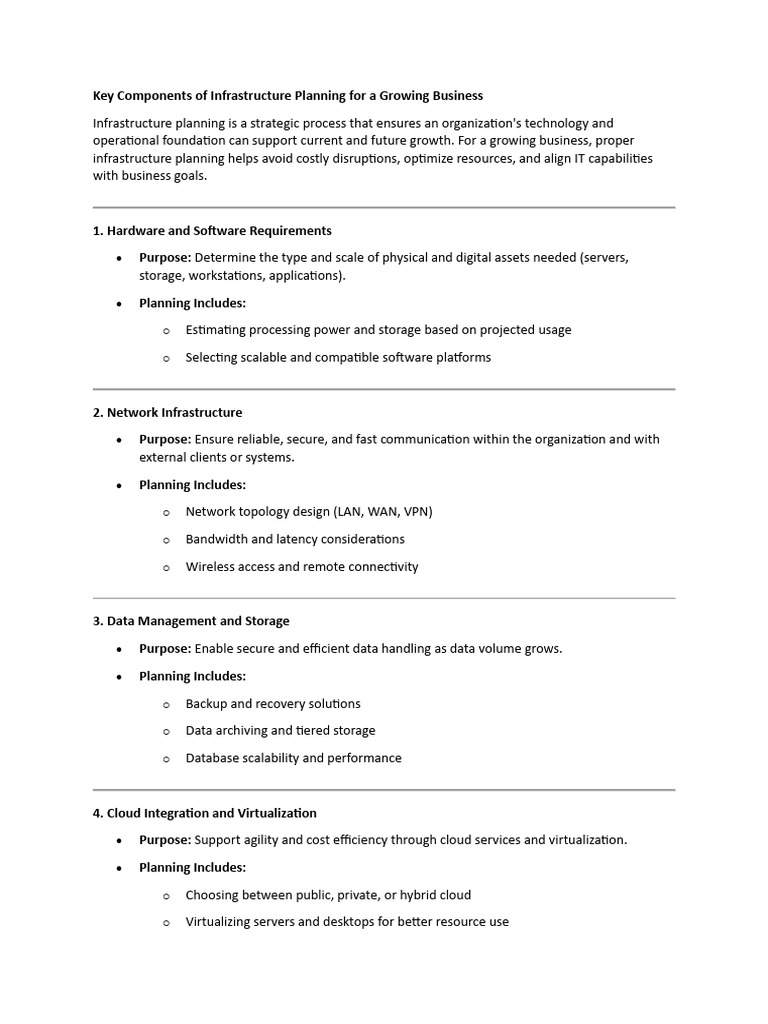 Key Components of Infrastructure Planning For A Growing Business | PDF ...