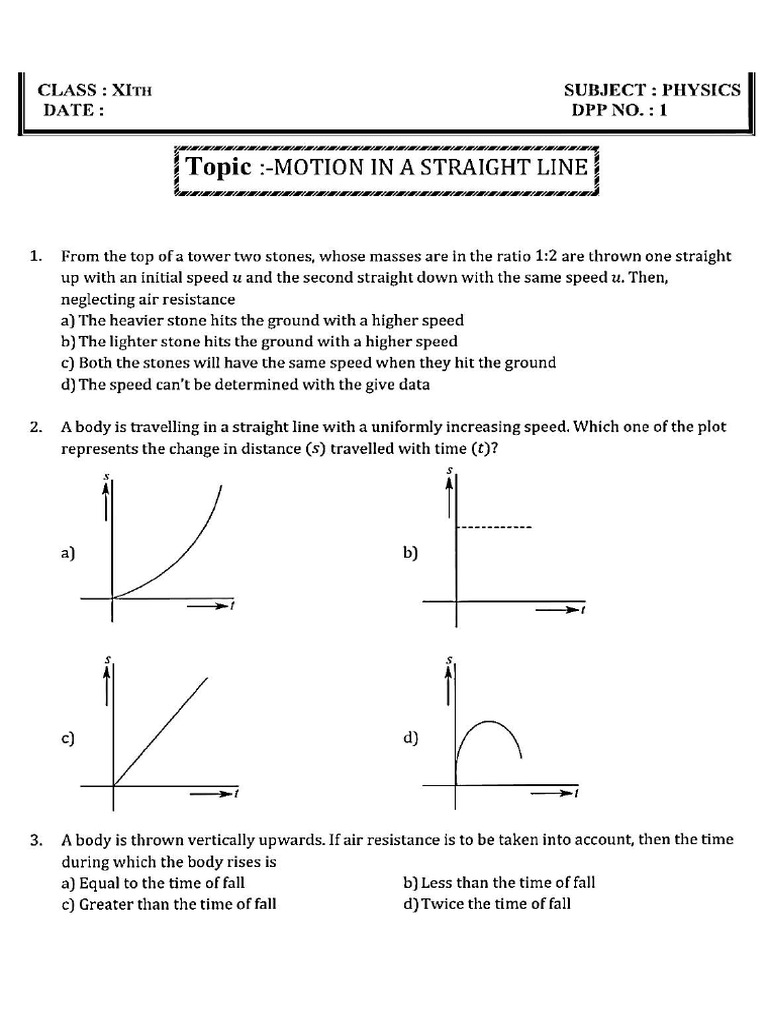 Motion in 1D | PDF