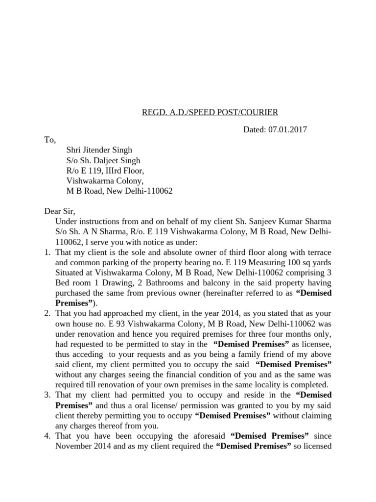 Termination Notice for Property License | PDF | License | Private Law