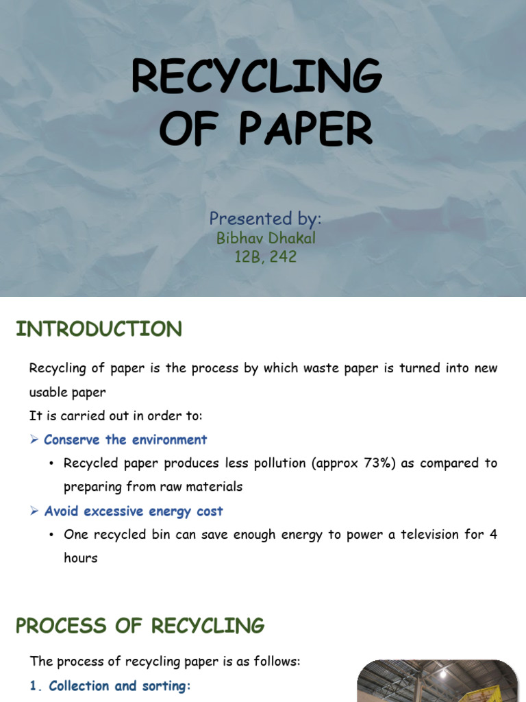 Recycling of Paper | PDF
