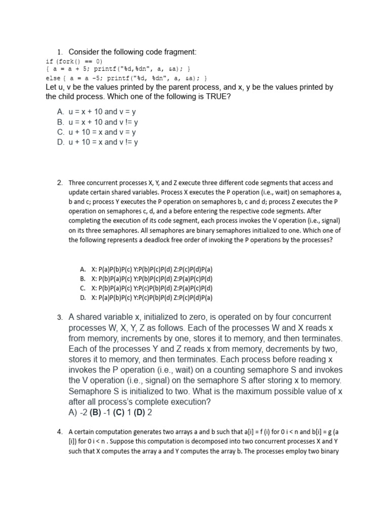 Assignment 01 - On Deadlock | PDF | Operating System Technology ...