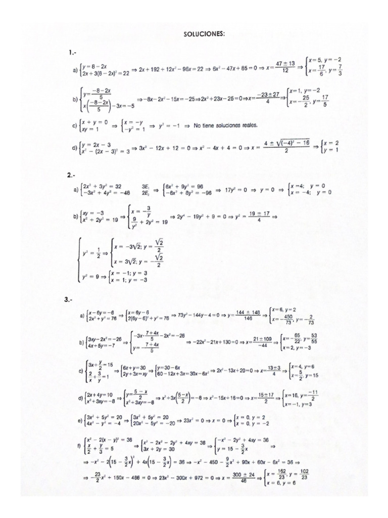 Soluciones de Sistemas No Lineales (Ejer 1-5) | PDF