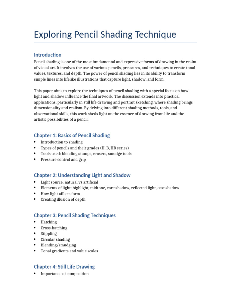 Exploring Pencil Shading Technique | PDF | Drawing