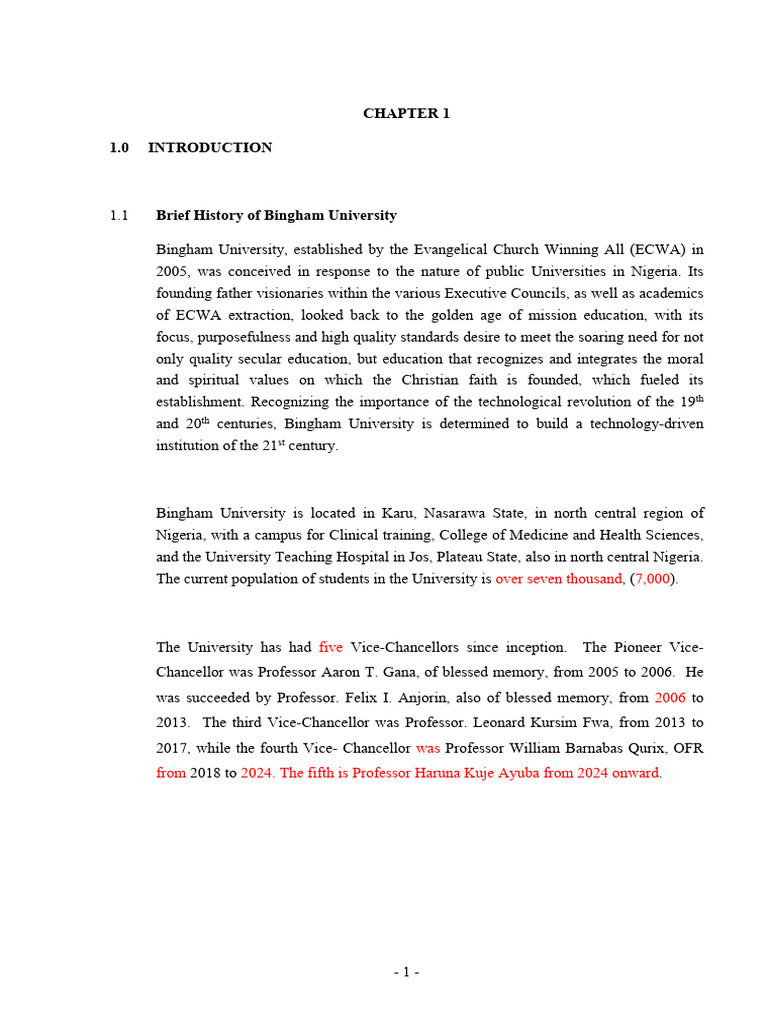 Overview of Bingham University History | PDF | Libraries | Books