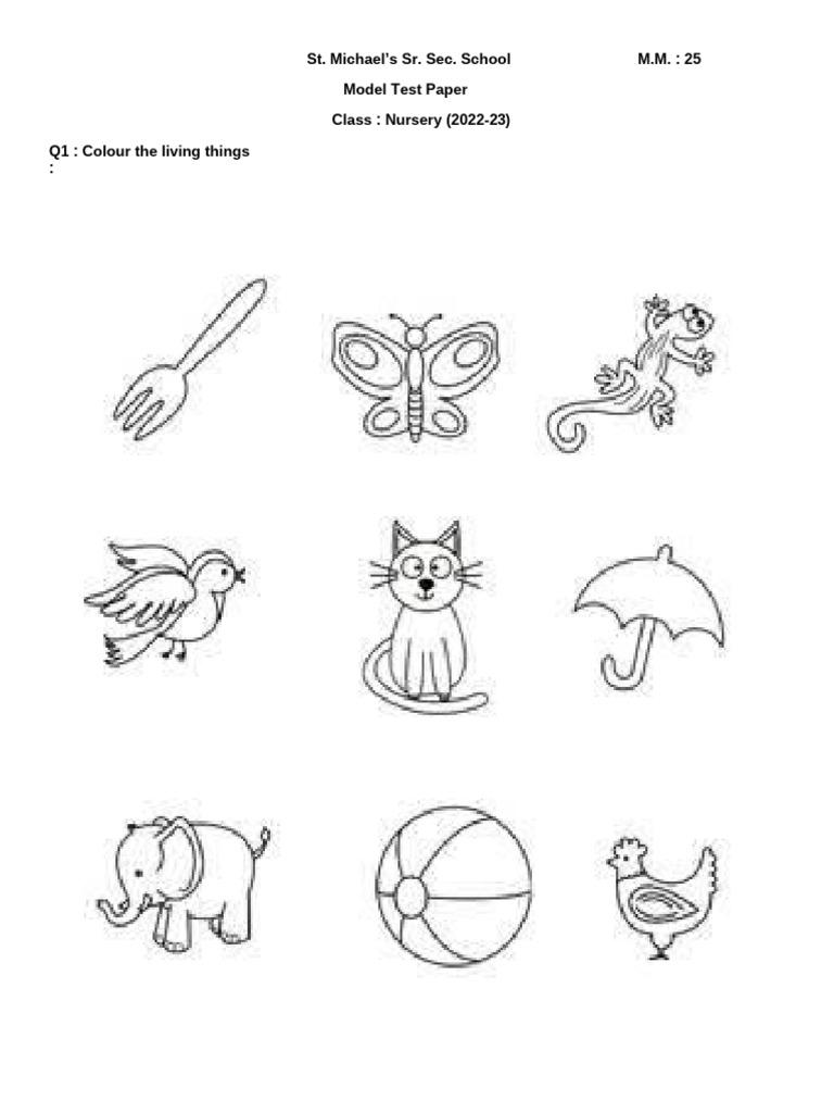 Nursery Model Test Papers 2022-23 | PDF