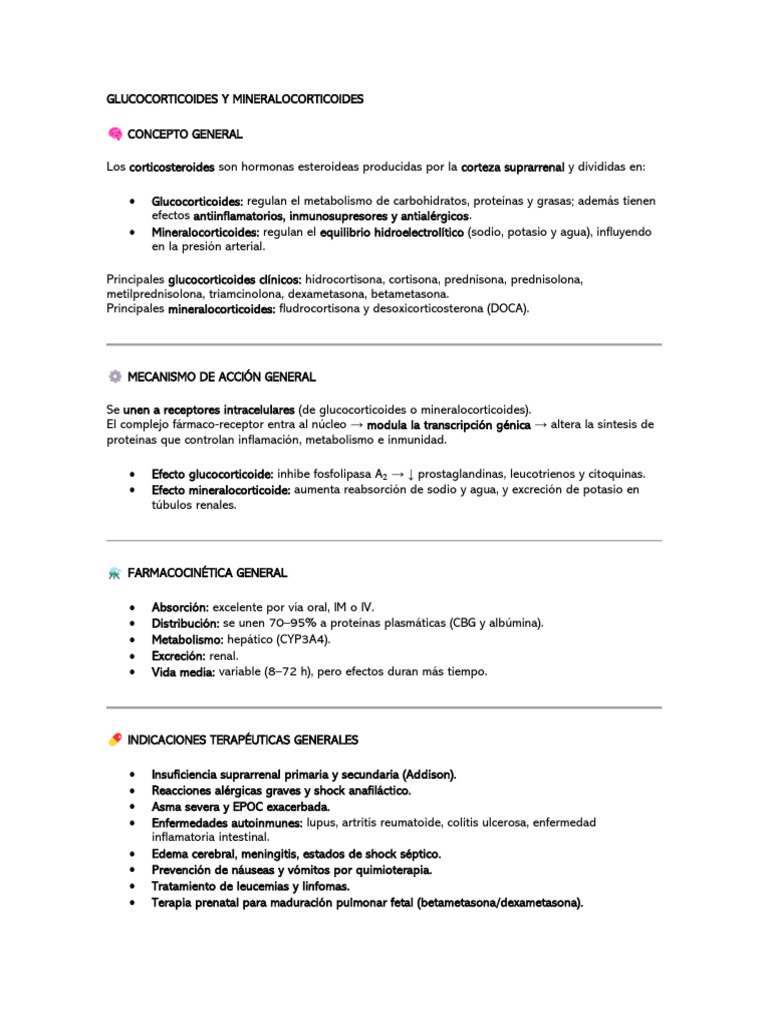 Glucocorticoides y Mineralocorticoides: Guía Completa | PDF ...