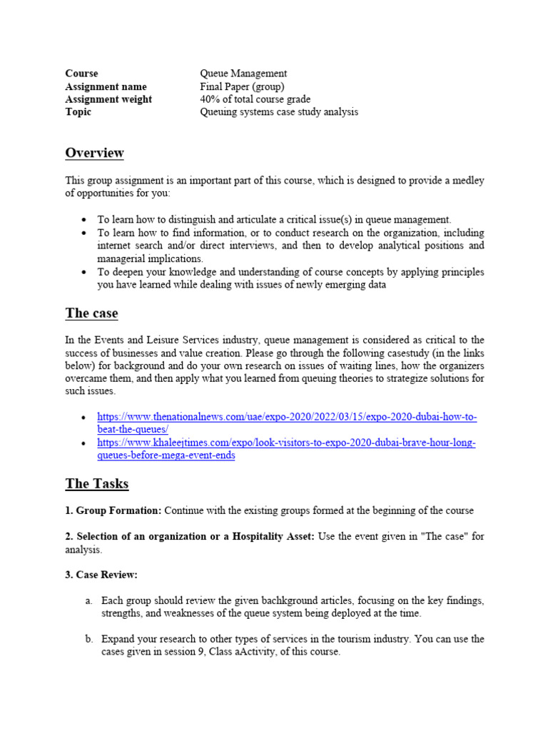 Queue Management - Final Assignment Sheet - Ver2025 | PDF | Argument ...