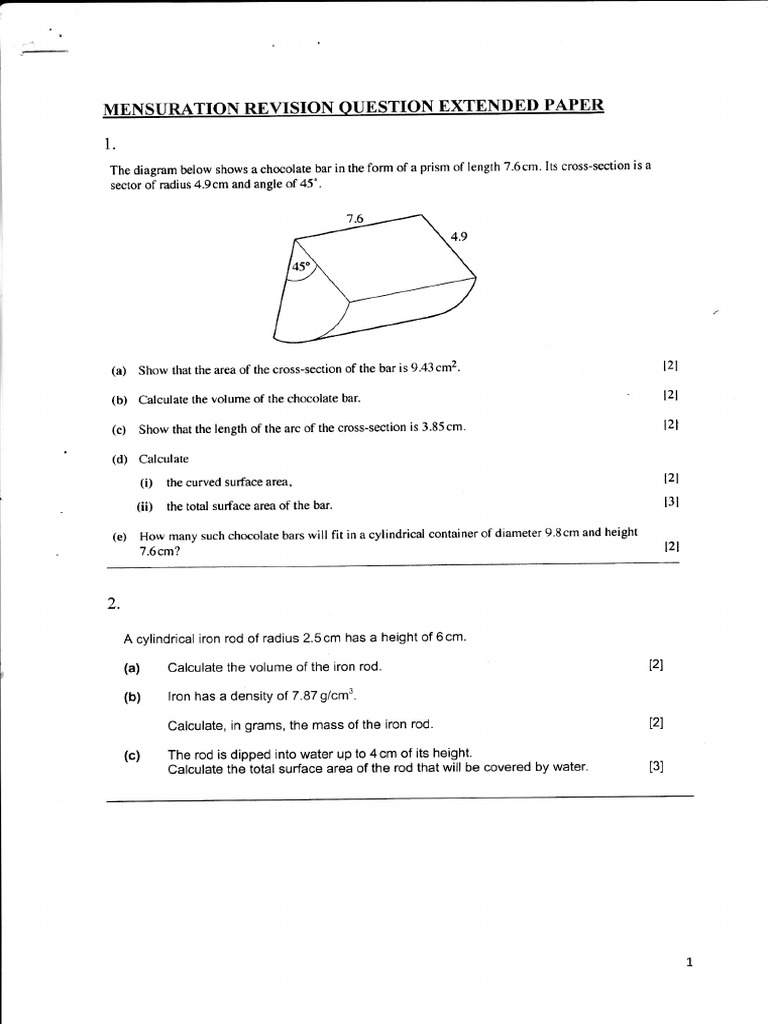 Mensuration Questions | PDF