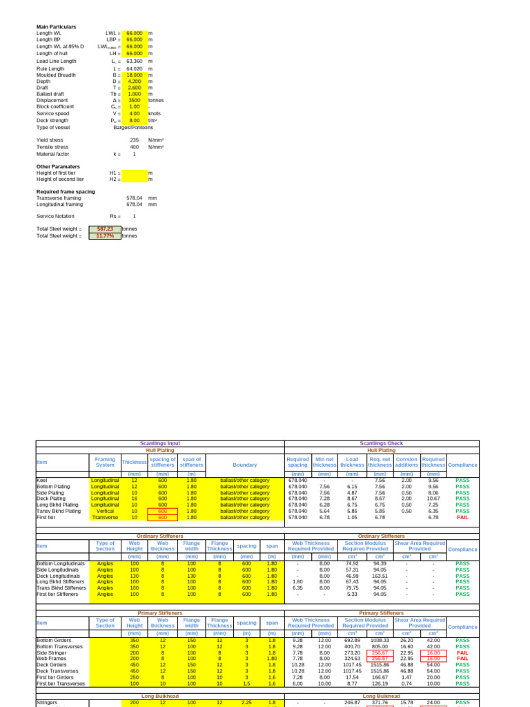Scantling Calculation for Barges/Pontoons | PDF | Hull (Watercraft ...