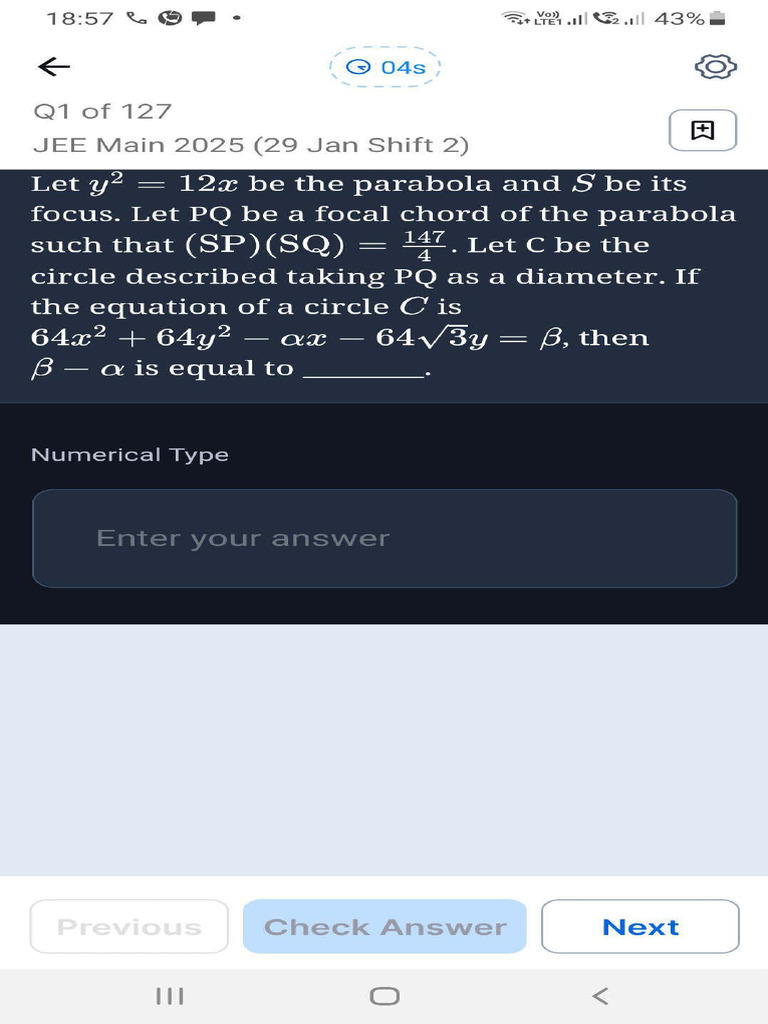 Parabola 2025 Questions | PDF | Perpendicular | Euclidean Plane Geometry