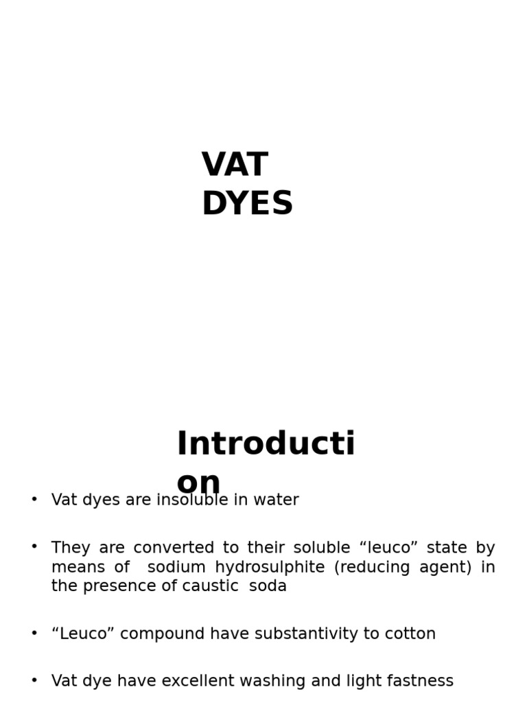 Vat Dye | PDF | Dye | Dyeing