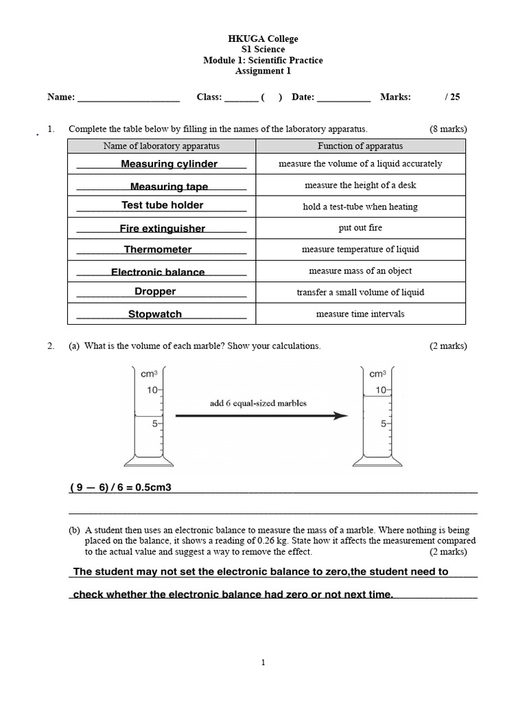 S1 Science M1 Assignment 1 (2526) 2 | PDF | Volume | Heat