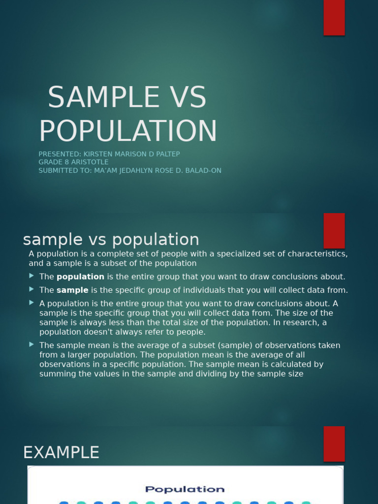 Sample vs Population Explained | PDF | Sampling (Statistics) | Techniques