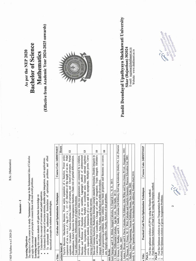 UG Mathematics MAjor | PDF