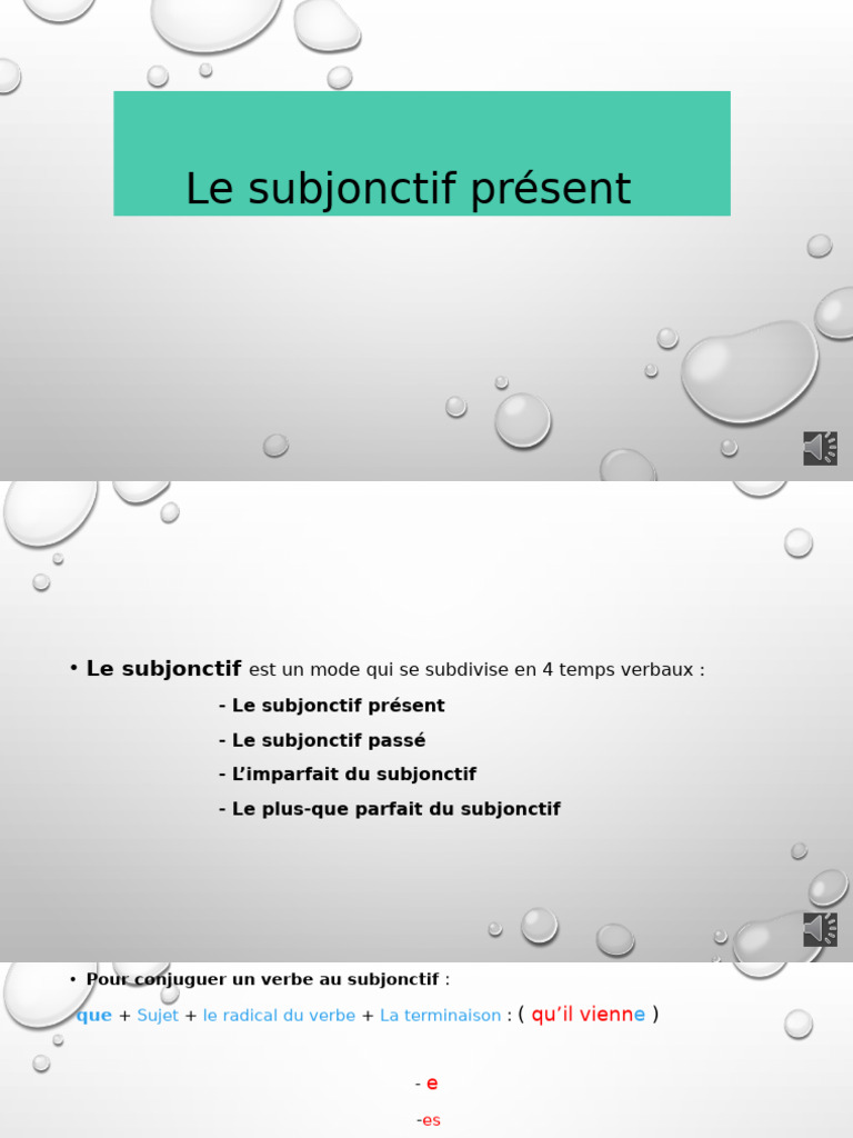 Guide du subjonctif présent en français | PDF | Verbe | Grammaire