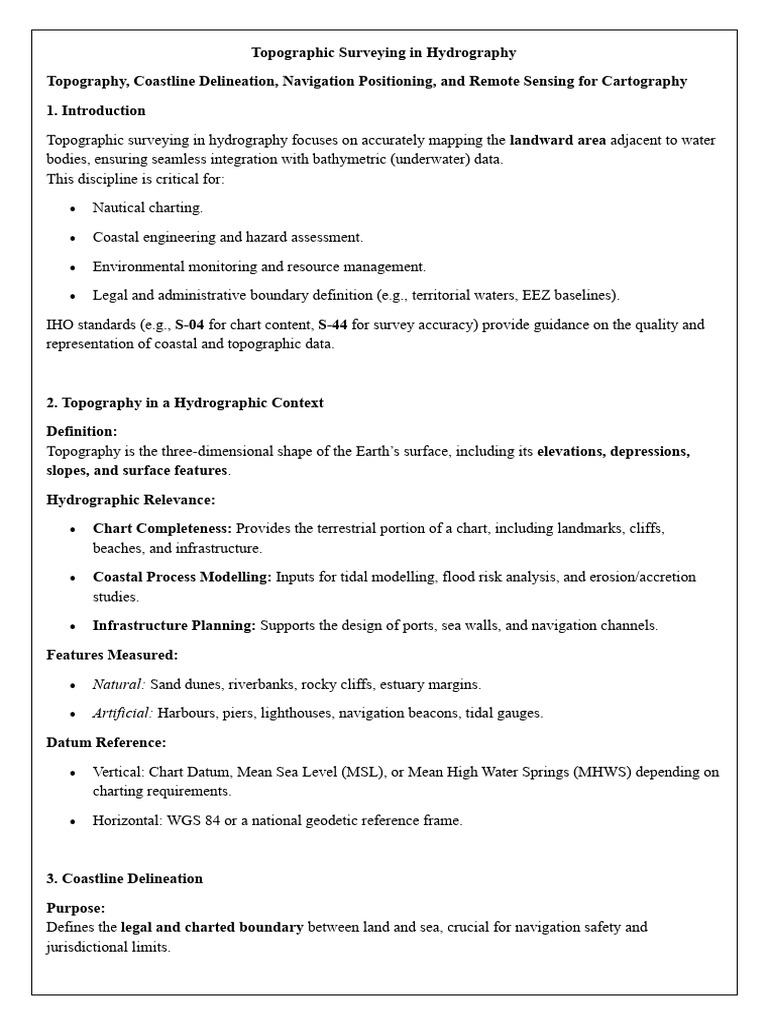 Topographic Surveying for Hydrography | PDF | Topography | Surveying