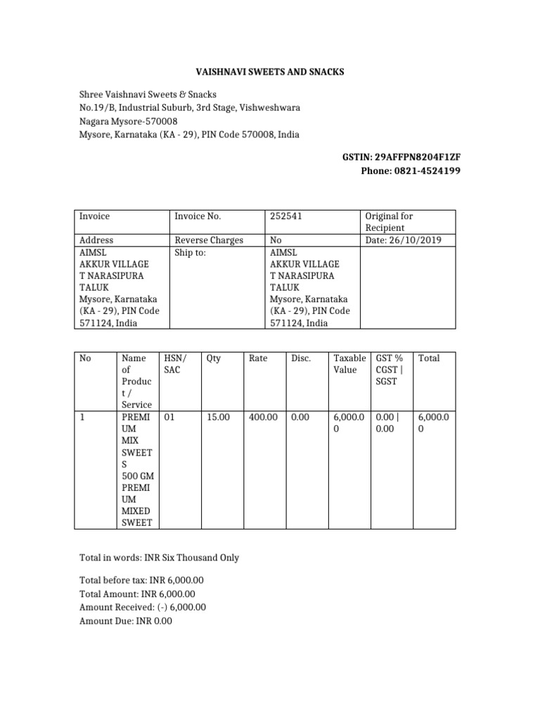 Vaishnavi Invoice v2 | PDF