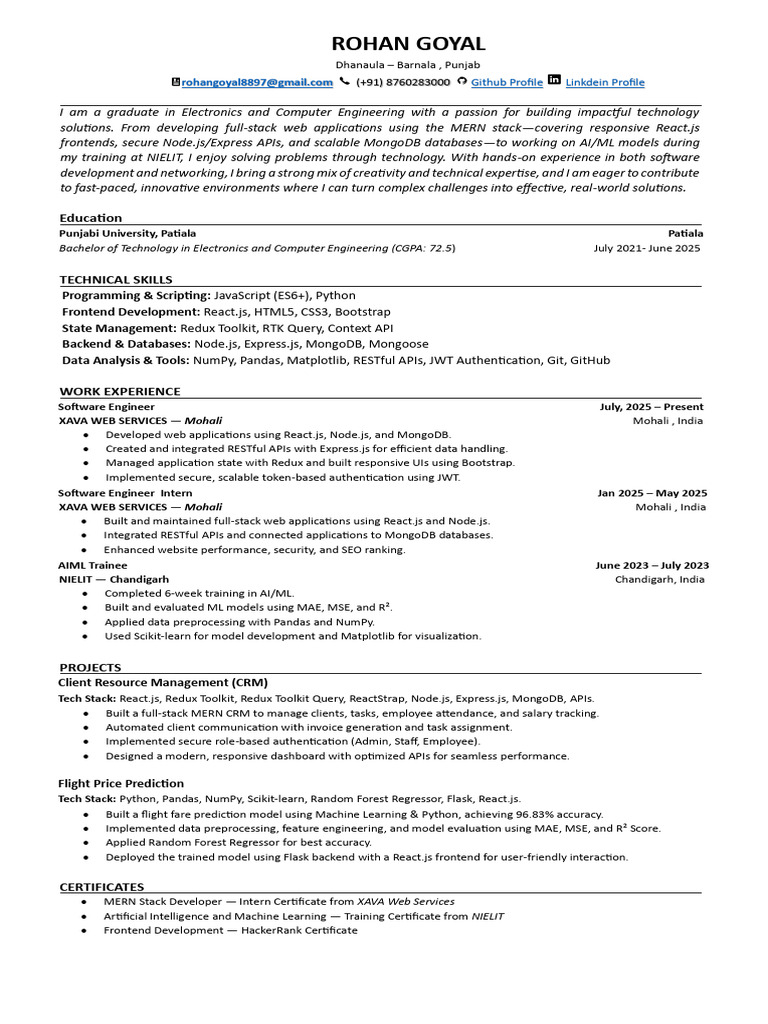 Rohan Resume | PDF | Machine Learning | Web Application