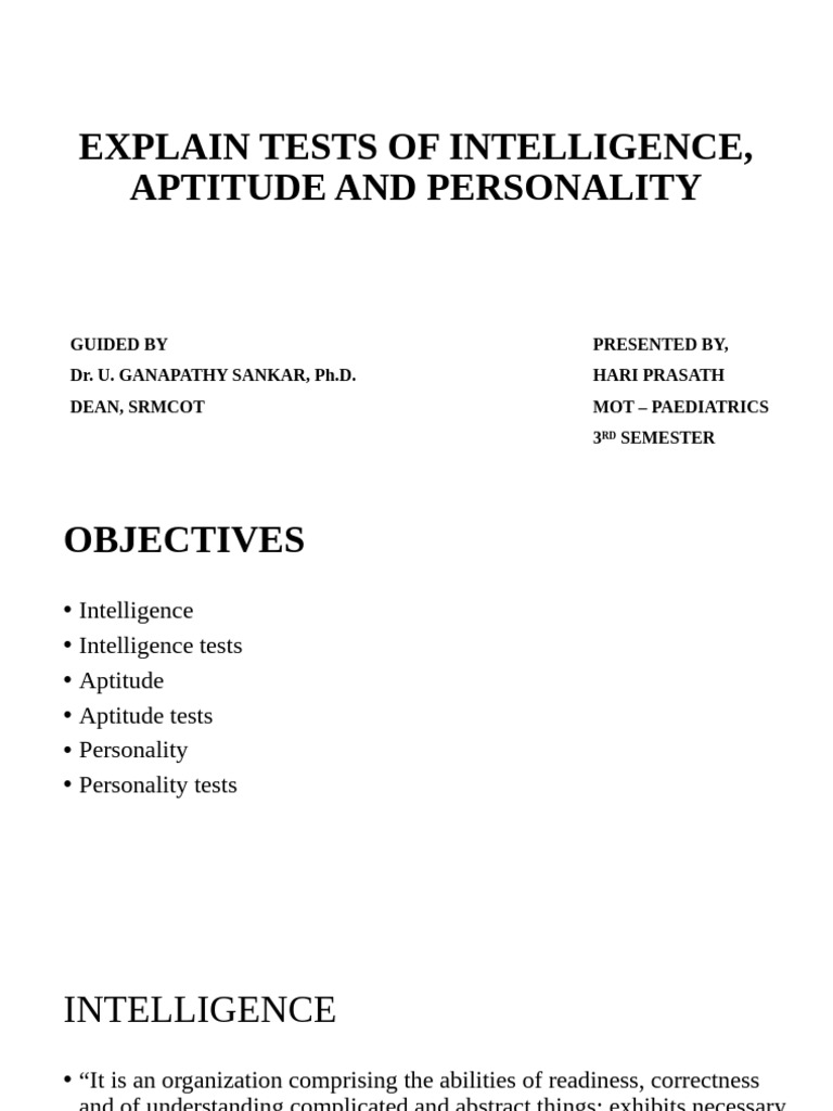 Intelligence, Aptitude, and Personality Tests | PDF | Wechsler Adult ...